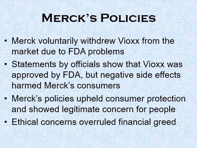 Positive Benefits of Vioxx and Merck, Power Point Presentation Example